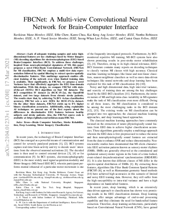 Pdf Fbcnet A Multi View Convolutional Neural Network For Brain Computer Interface