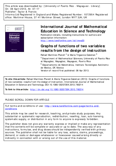 (PDF) Graphs of functions of two variables: results from the design of ...