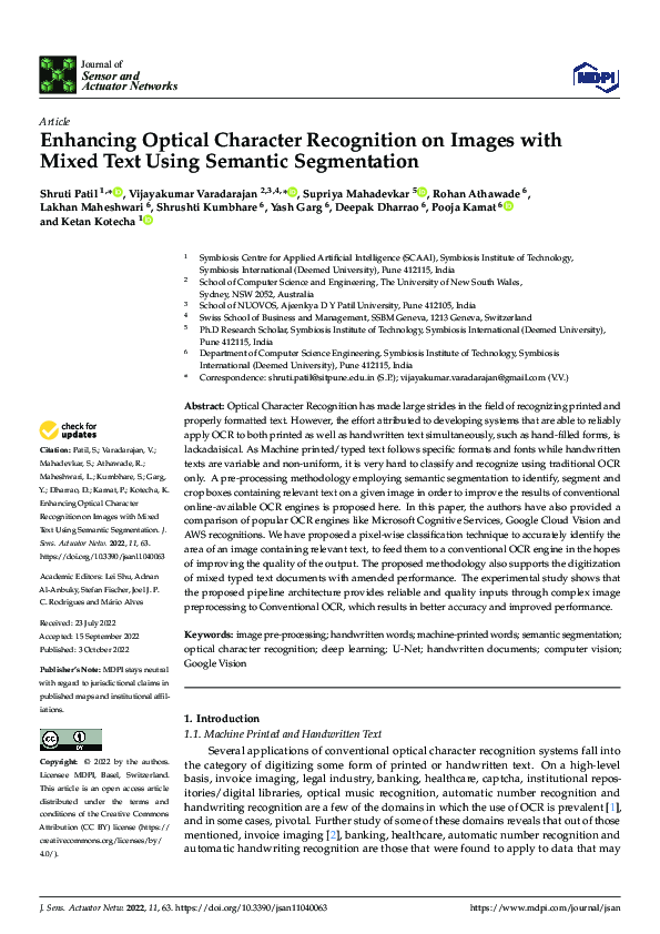 (PDF) Enhancing Optical Character Recognition on Images with Mixed Text Using Semantic Segmentation