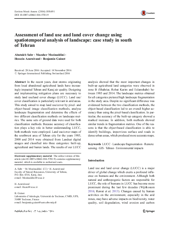 (PDF) Assessment of land use and land cover change using spatiotemporal ...