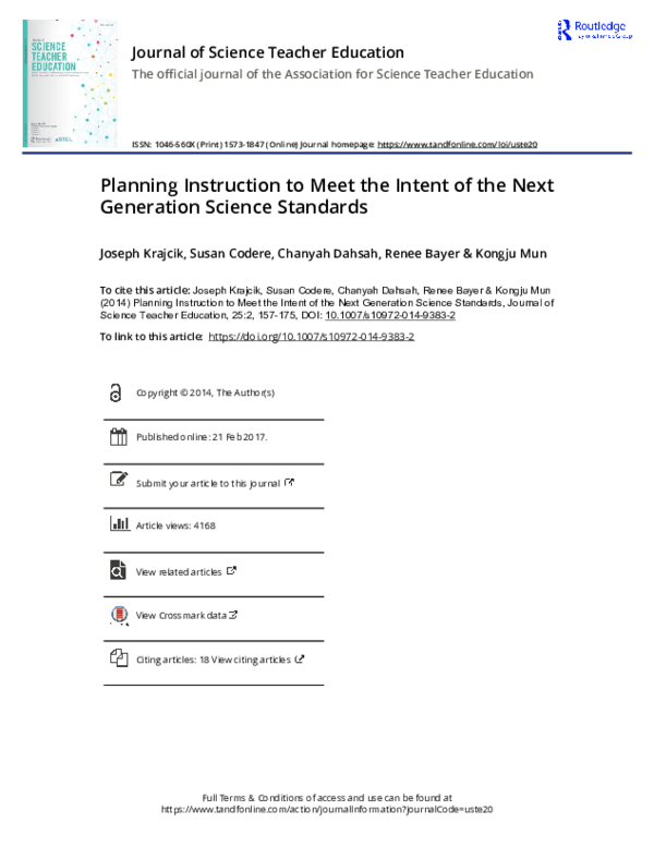 (PDF) Planning Instruction to Meet the Intent of the Next Generation ...