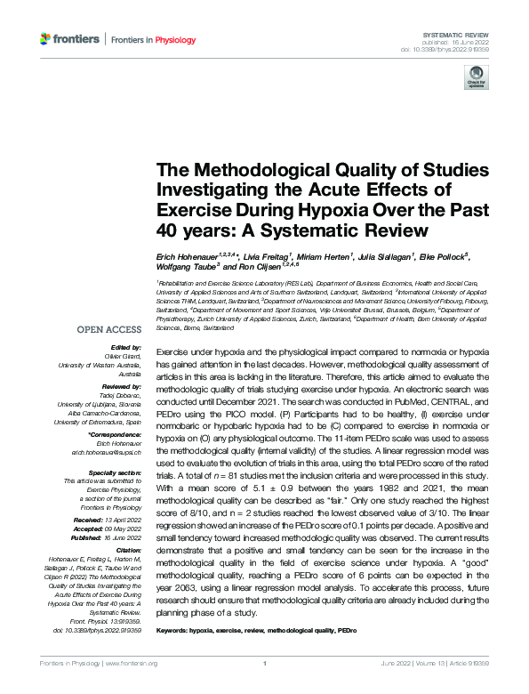 (PDF) The Methodological Quality of Studies Investigating the Acute ...