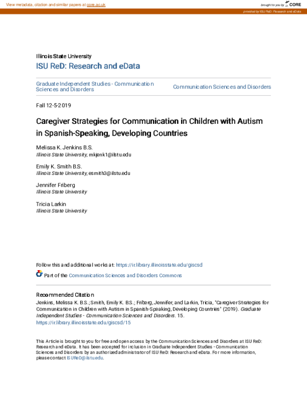 (PDF) Caregiver Strategies for Communication in Children with Autism in ...