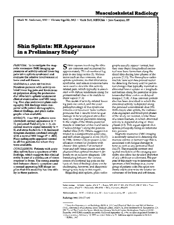 (PDF) Shin splints: MR appearance in a preliminary study