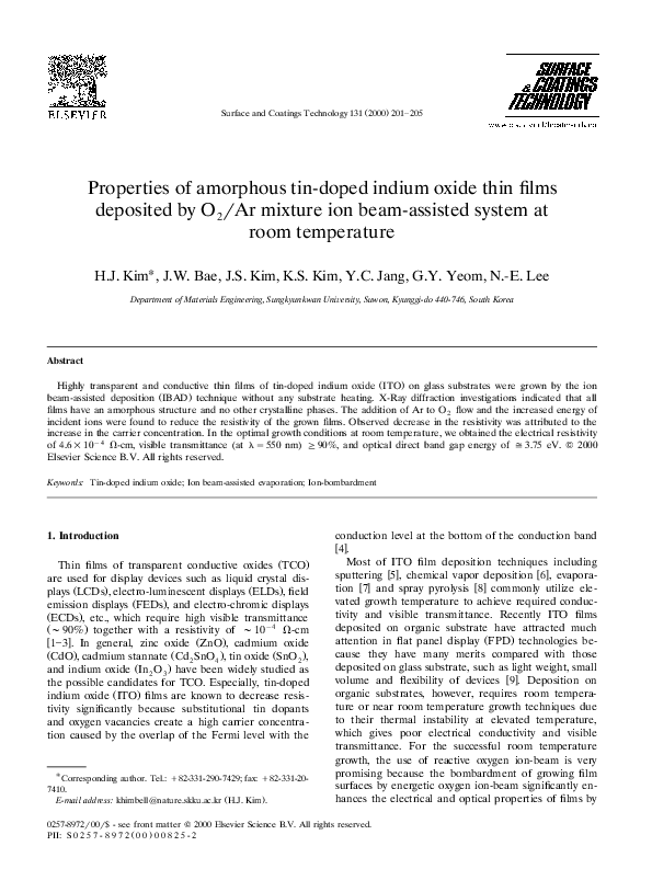 (PDF) Properties of amorphous tin-doped indium oxide thin films ...