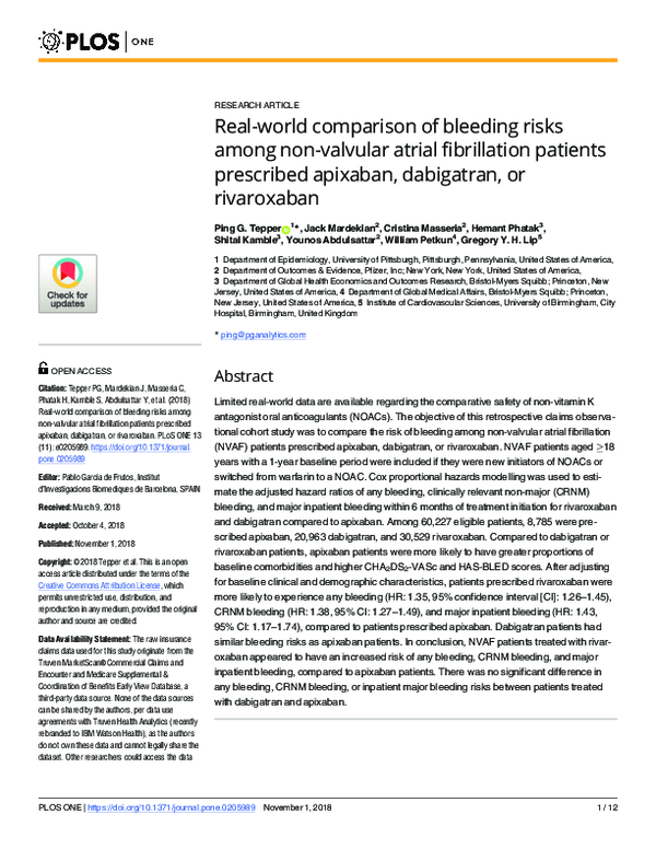 (PDF) Real-world comparison of bleeding risks among non-valvular atrial fibrillation patients ...