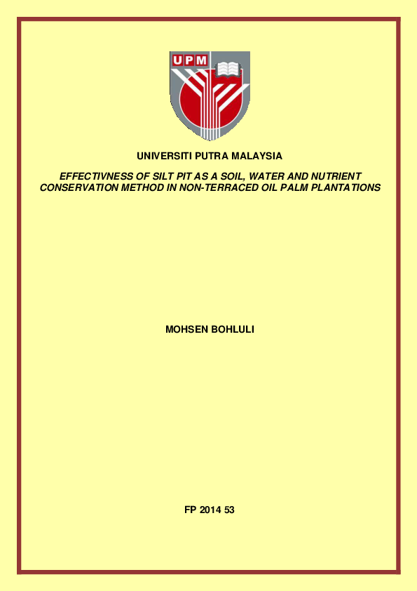 (PDF) Effectiveness of silt pit as a soil, water and nutrient ...
