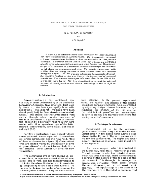 (PDF) Continuous coloured smoke-wire technique for flow visualisation