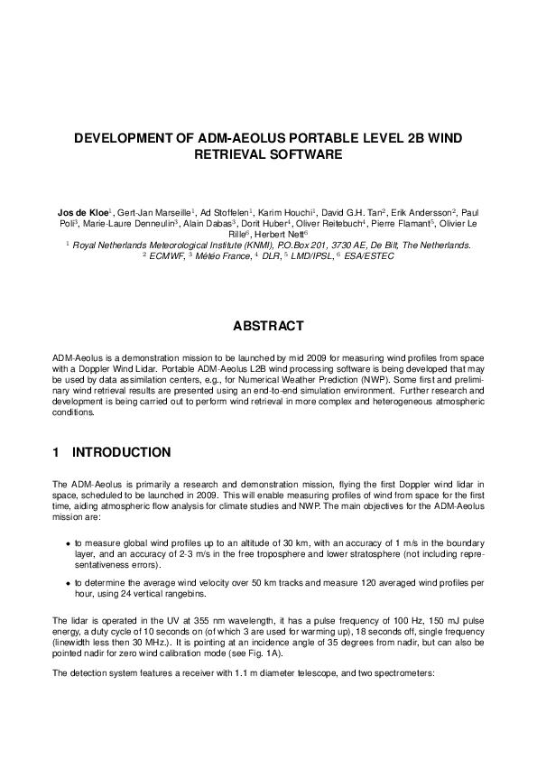 (PDF) Portable Software for ADM-Aeolus Wind Retrieval