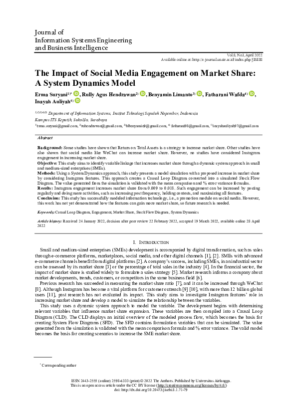 (PDF) The Impact of Social Media Engagement on Market Share: A System ...