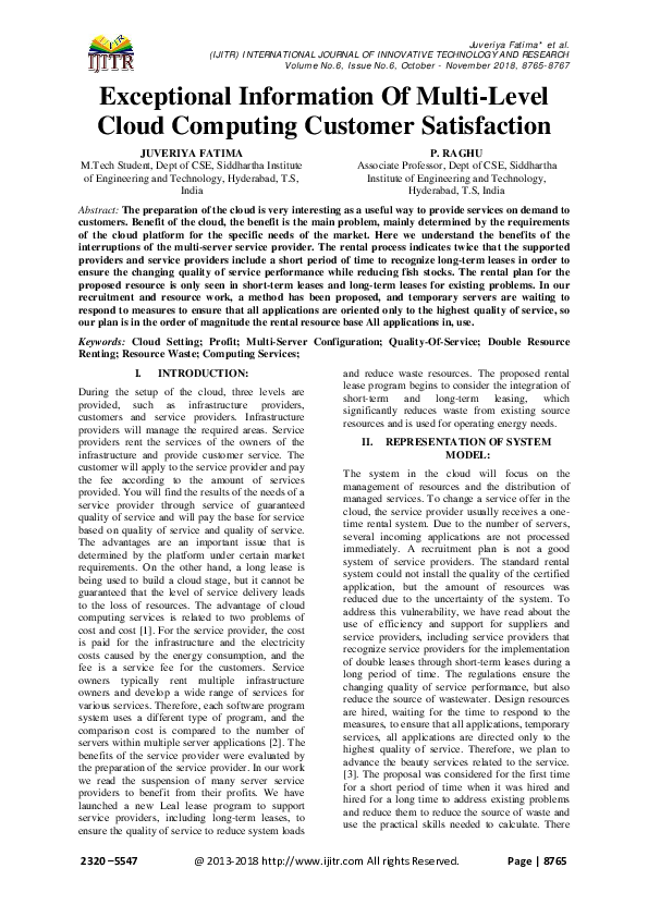 (PDF) Exceptional Information of Multi-Level Cloud Computing Customer Satisfaction | Juveriya ...
