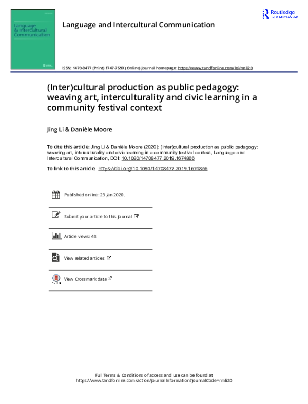 (PDF) (Inter)cultural production as public pedagogy: weaving art ...