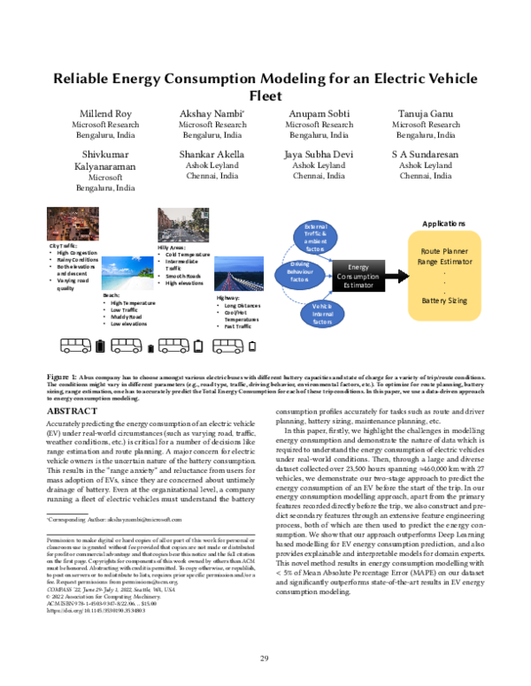 Pdf Reliable Energy Consumption Modeling For An Electric Vehicle Fleet