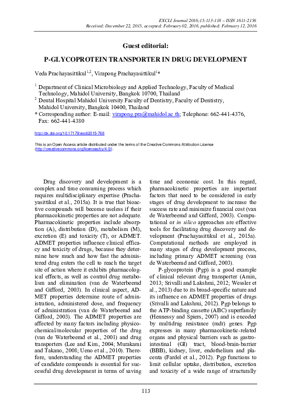 (PDF) P-glycoprotein transporter in drug development