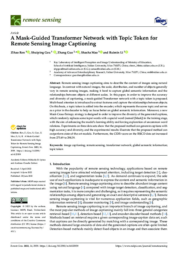 (PDF) A Mask-Guided Transformer Network with Topic Token for Remote Sensing Image Captioning