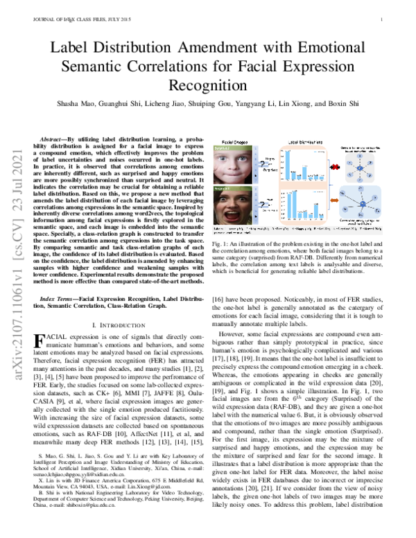 (PDF) Label Distribution Amendment with Emotional Semantic Correlations for Facial Expression ...