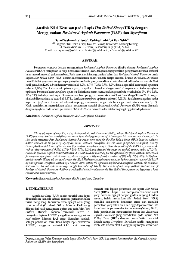(PDF) Analisis Nilai Keausan pada Lapis Hot Rolled Sheet (HRS) dengan ...