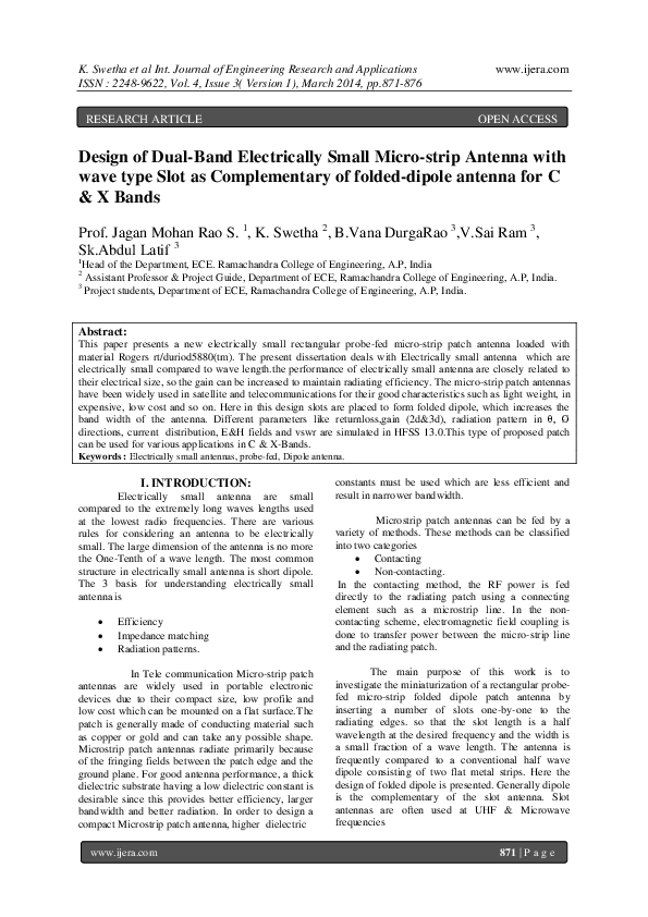 (PDF) Design of Dual-Band Electrically Small Microstrip Antenna with ...