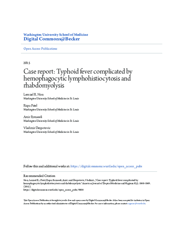 (PDF) Case report: Typhoid fever complicated by hemophagocytic ...