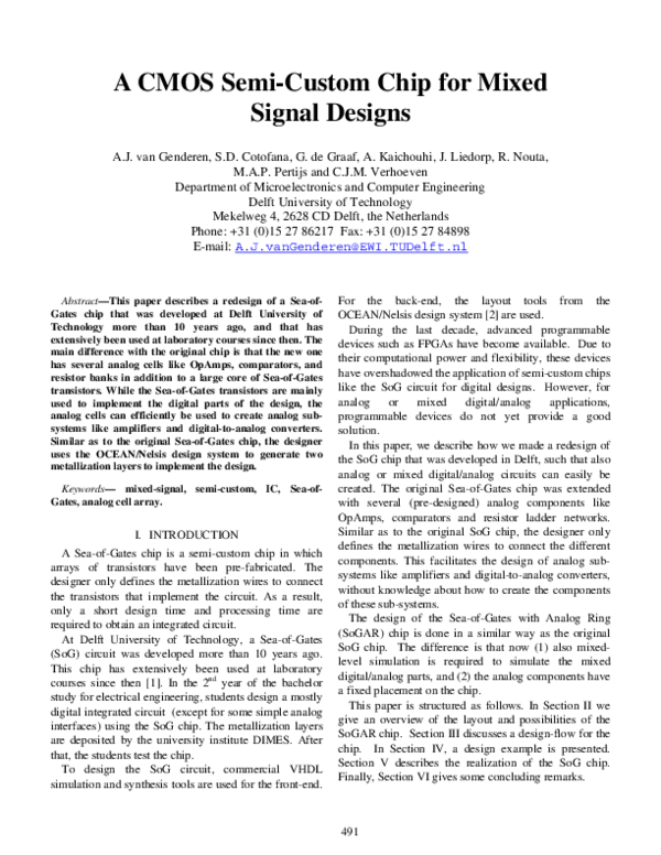 (PDF) A CMOS Semi-Custom Chip for Mixed Signal Designs | Sorin Cotofana ...