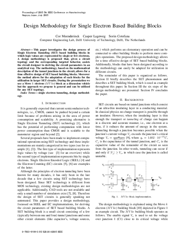 (PDF) Design methodology for single electron based building blocks