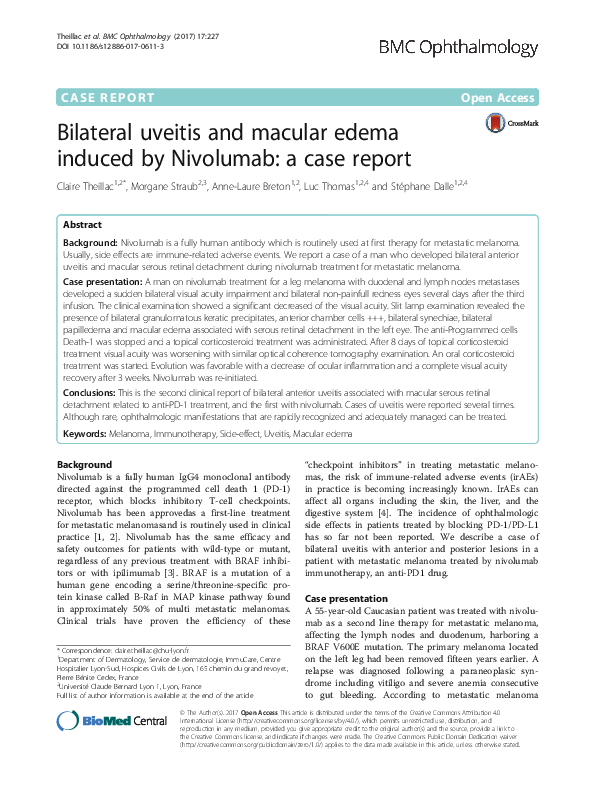 (PDF) Bilateral uveitis and macular edema induced by Nivolumab: a case ...