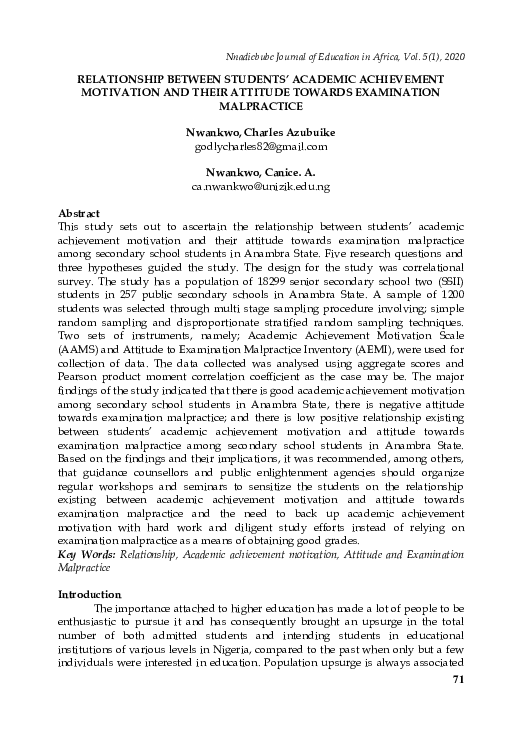 (PDF) Relationship Between Students’ Academic Achievement Motivation and Their Attitude Towards ...