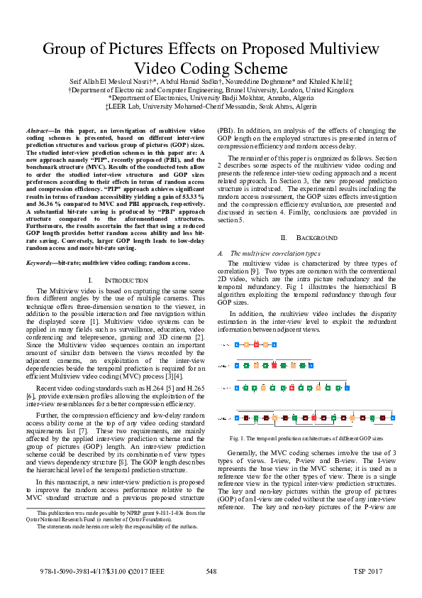 (PDF) Group of pictures effects on proposed multiview video coding scheme