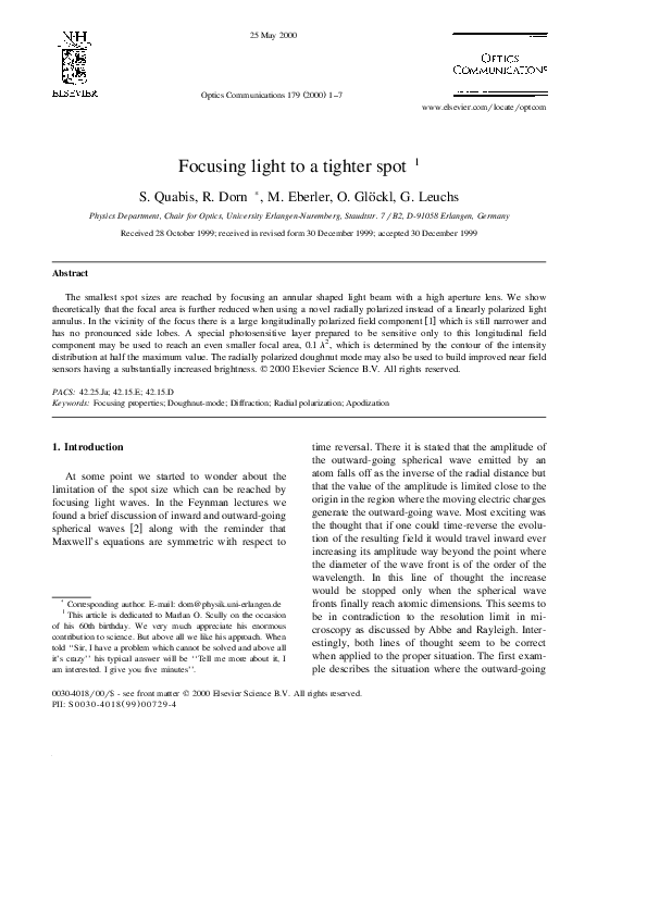 (PDF) Focusing light to a tighter spot