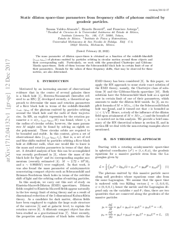 (PDF) Static dilaton space-time parameters from frequency shifts of ...