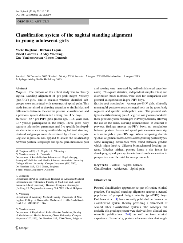 (PDF) Classification system of the sagittal standing alignment in young ...