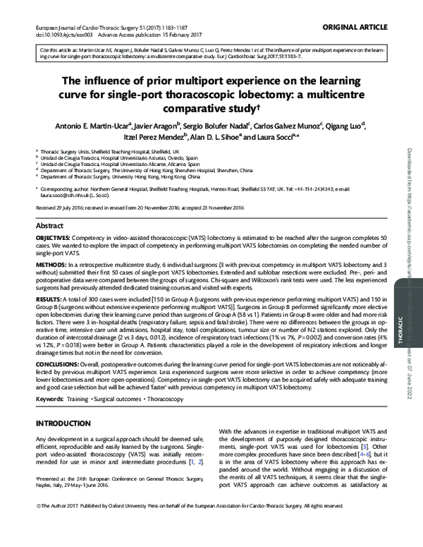 Pdf The Influence Of Prior Multiport Experience On The Learning Curve For Single Port