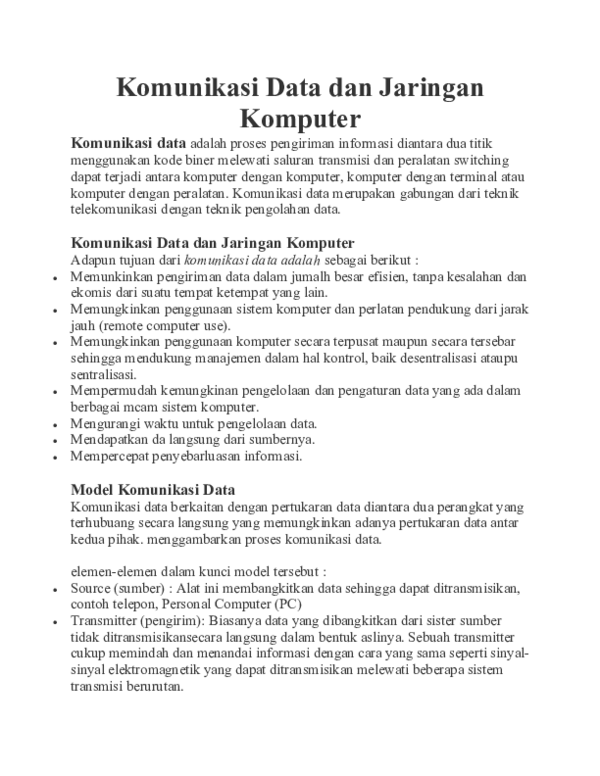(DOC) Komunikasi Data dan Jaringan Komputer