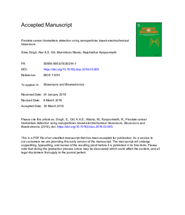 (PDF) Prostate cancer biomarkers detection using nanoparticles based ...