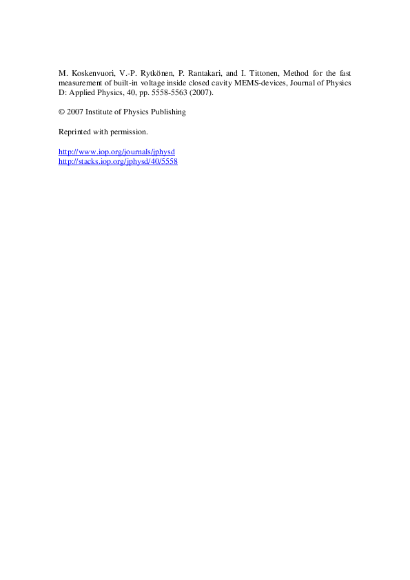 (PDF) Method for a fast measurement of built-in voltage inside closed ...