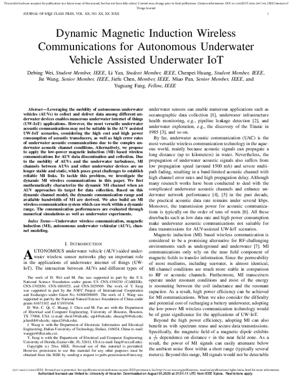 (PDF) Dynamic Magnetic Induction Wireless Communications for Autonomous ...