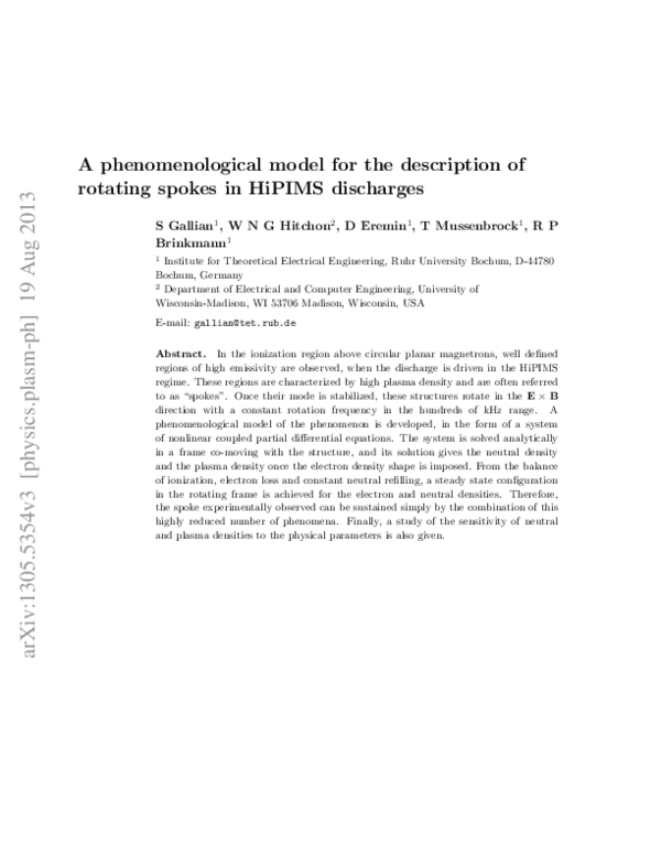 (PDF) A phenomenological model for the description of rotating spokes ...