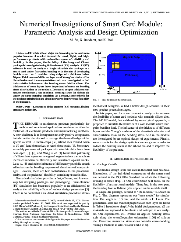 (PDF) Numerical Investigations of Smart Card Module: Parametric ...
