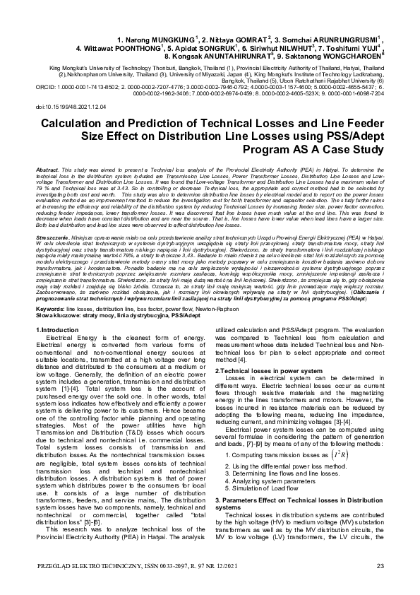 Pdf Calculation And Prediction Of Technical Losses And Line Feeder Size Effect On Distribution
