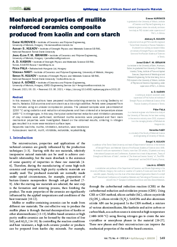 (PDF) Mechanical properties of mullite reinforced ceramics composite ...