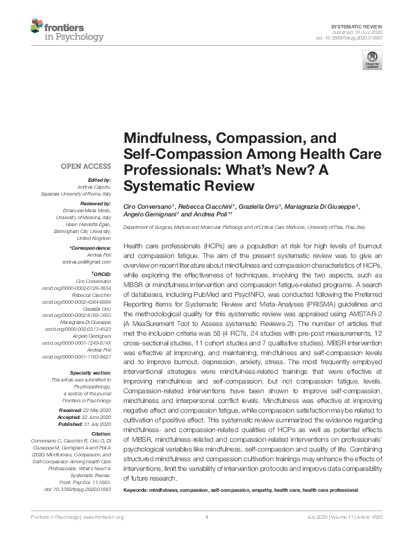 (PDF) Mindfulness, Compassion, and Self-Compassion Among Health Care ...