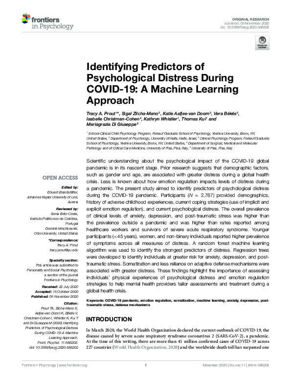 (PDF) Identifying Predictors of Psychological Distress During COVID-19 ...