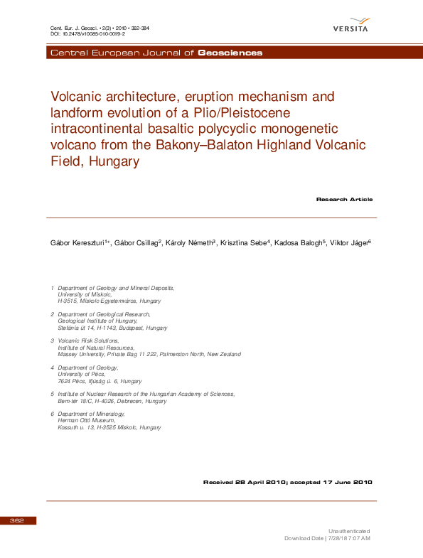 (PDF) Volcanic architecture, eruption mechanism and landform evolution ...
