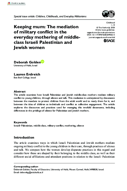 (PDF) Keeping mum: The mediation of military conflict in the everyday ...