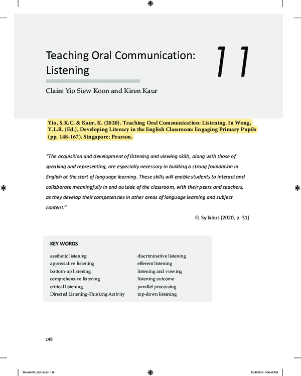 (PDF) Teaching Oral Communication: Listening