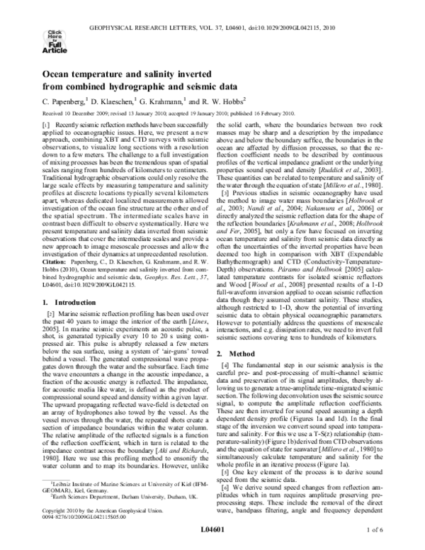 (PDF) Ocean temperature and salinity inverted from combined ...