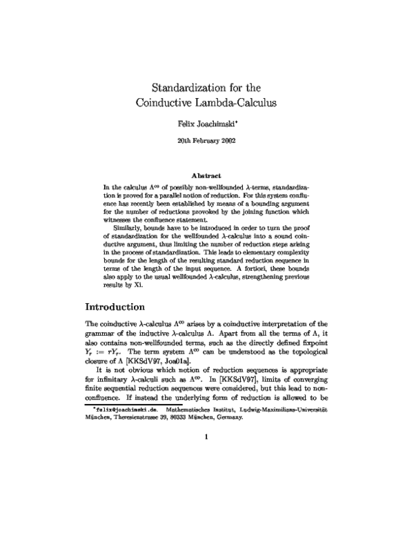 (PDF) Standardization for the Coinductive Lambda-Calculus