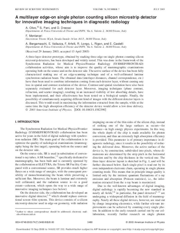 (PDF) A multilayer edge-on single photon counting silicon microstrip ...