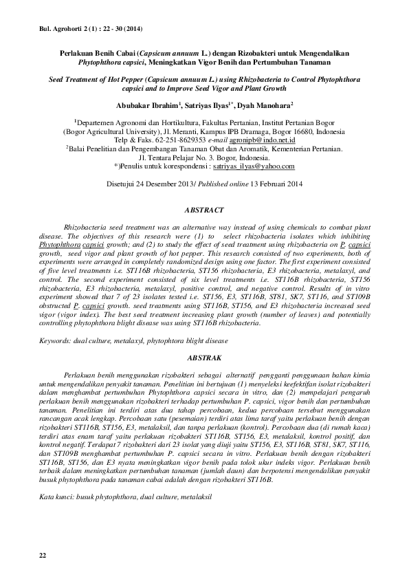(PDF) Perlakuan Benih Cabai (Capsicum annuum L.) dengan Rizobakteri ...
