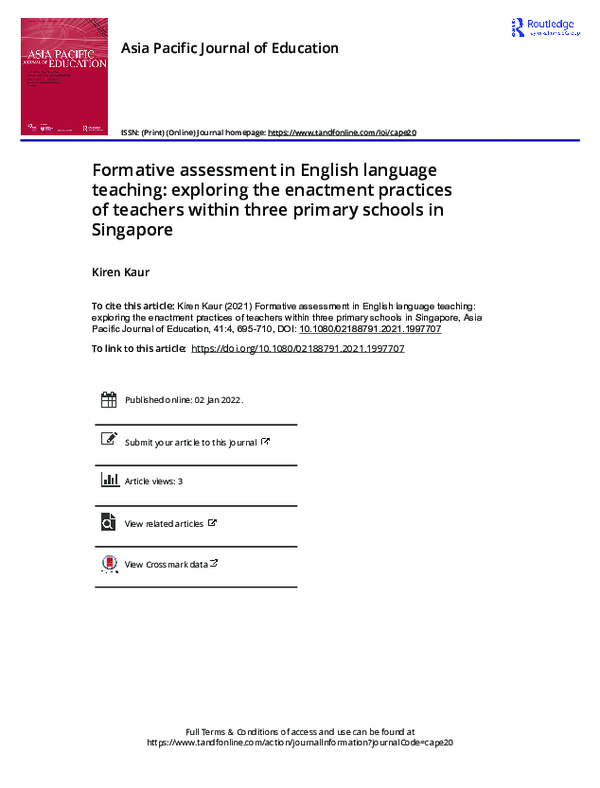 (PDF) Formative assessment in English language teaching: exploring the ...